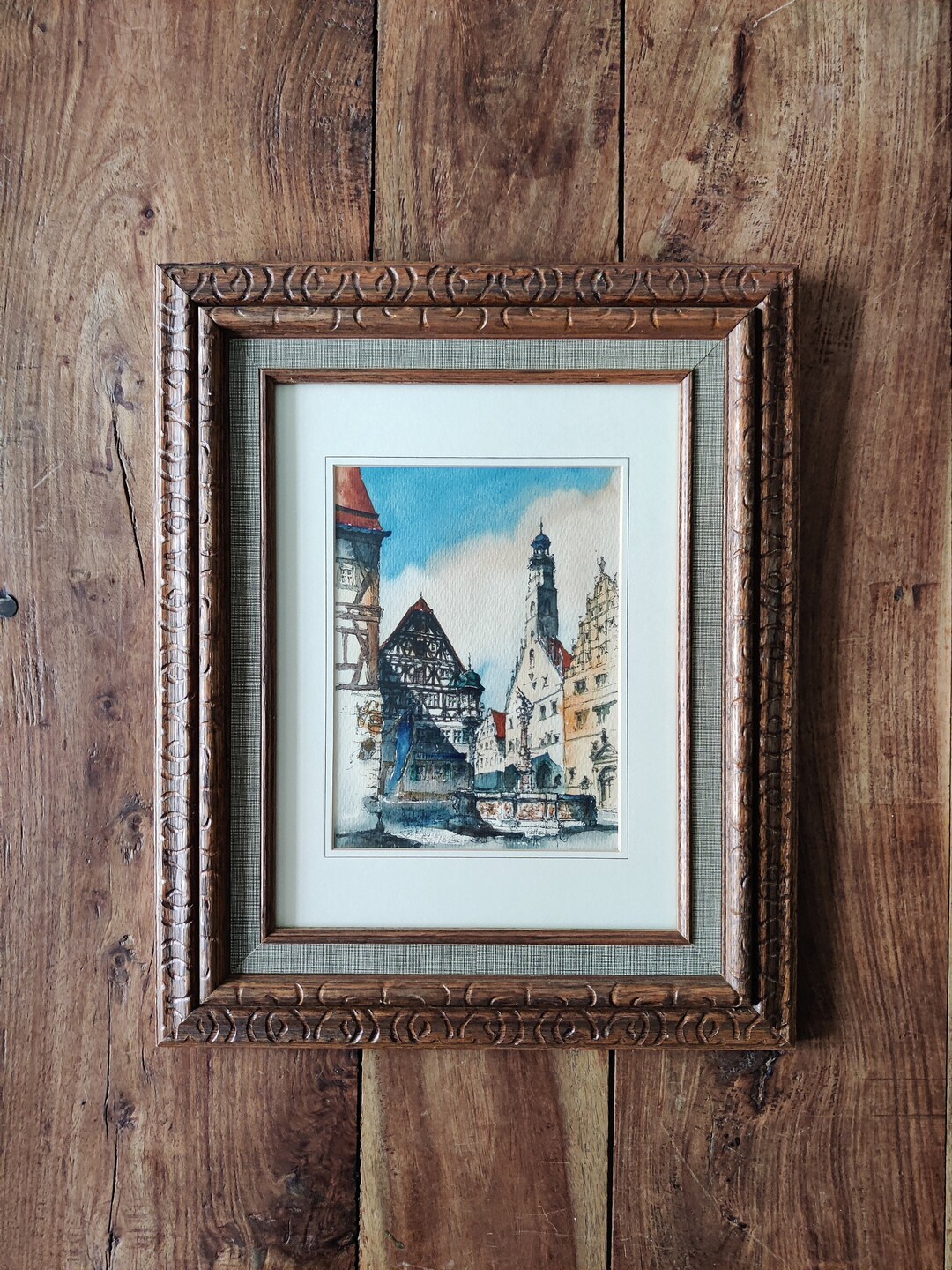 Vintage German Watercolor Painting Original Art Rothenburg - Etsy