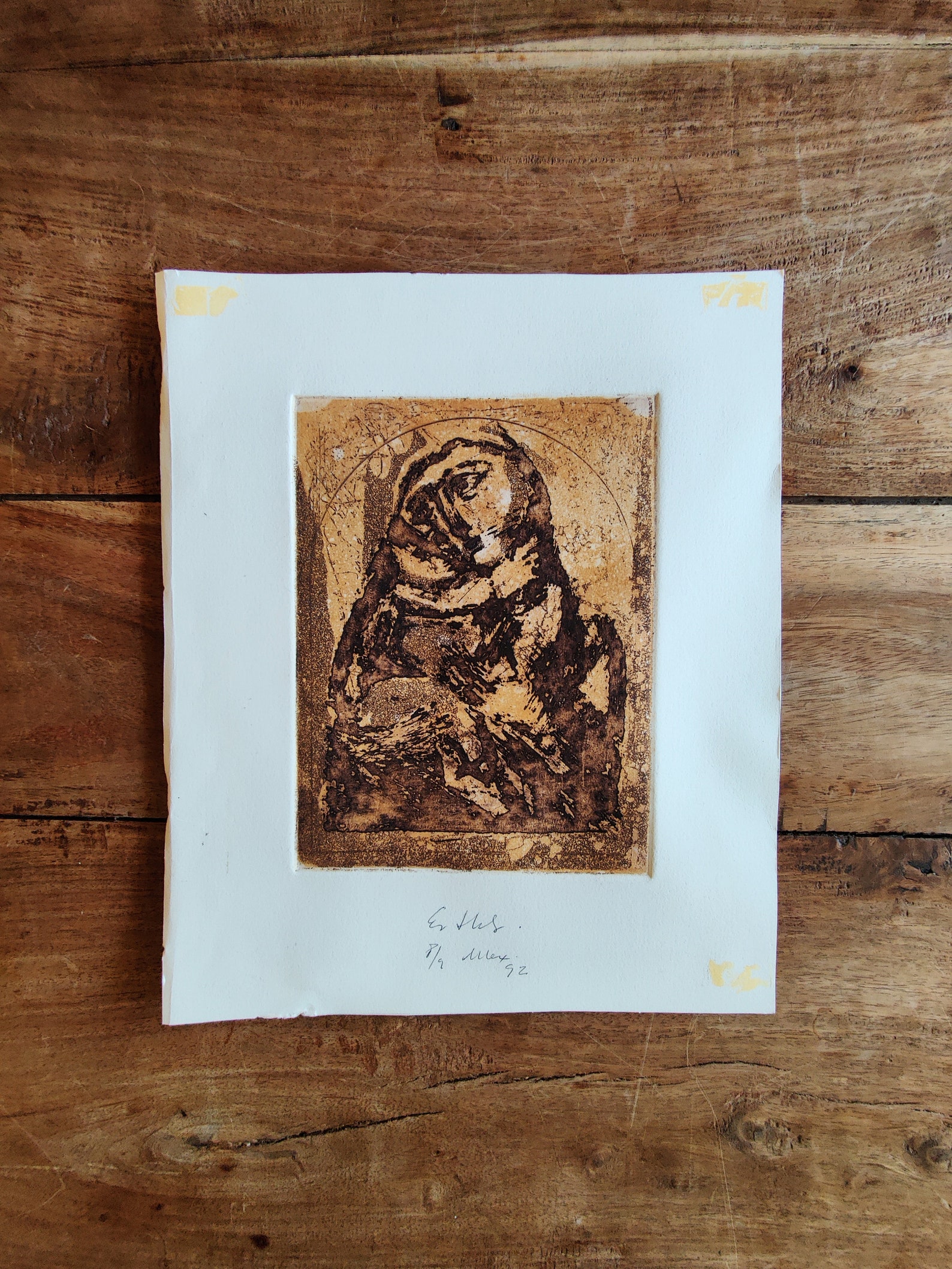 Greek Icon Mary and Jesus Etching Original Art Greek Art | Etsy