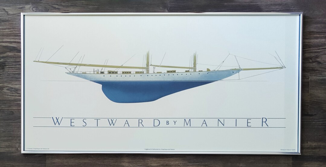 Vintage Nautical Poster Screenprint Westward by Manier Graphique De ...