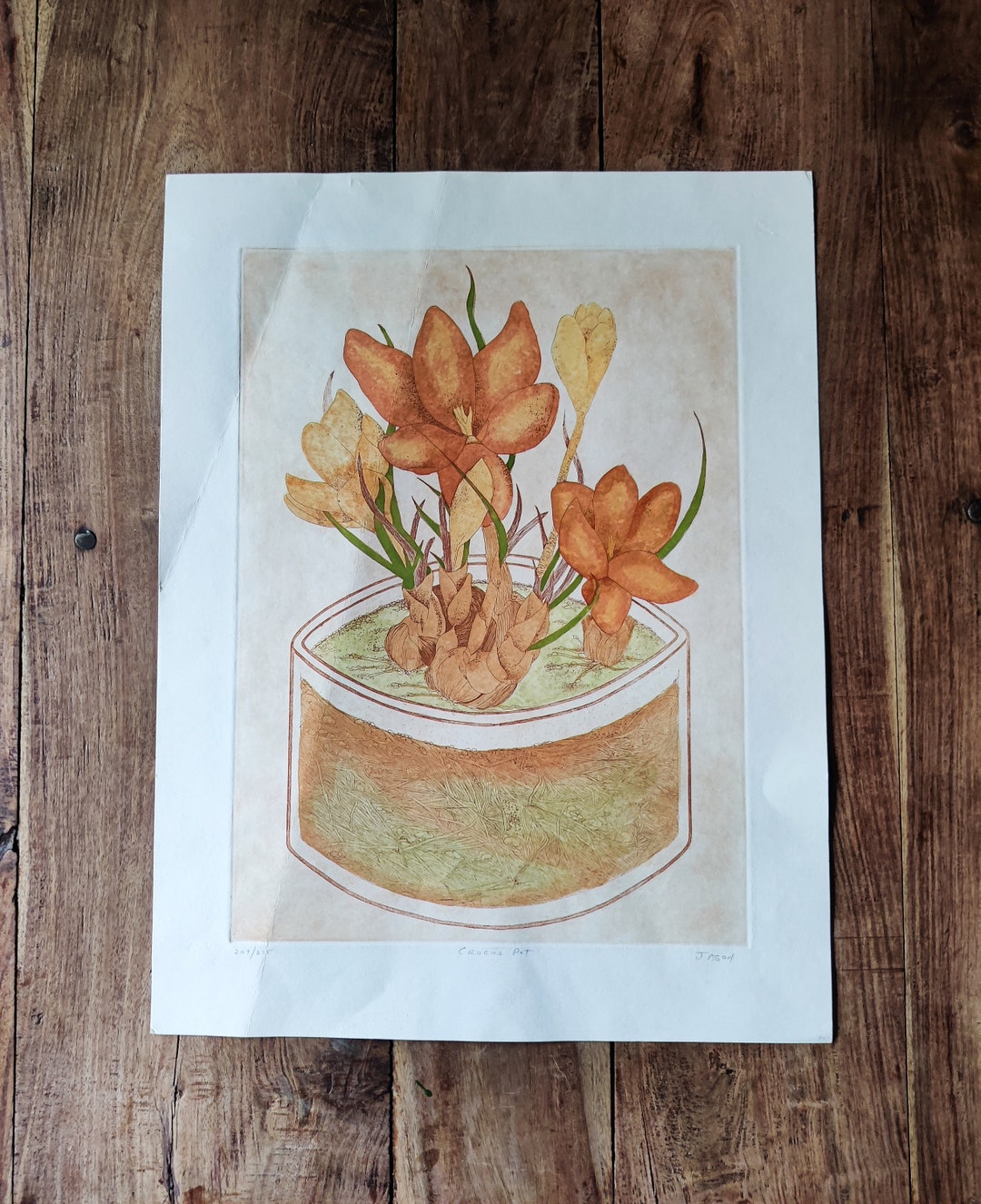 Mid Century Floral Etching by Jason Original Art Still Life Paintings ...