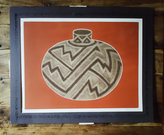 Vintage Kayenta Pottery Etched Print Original Art Southwestern | Etsy