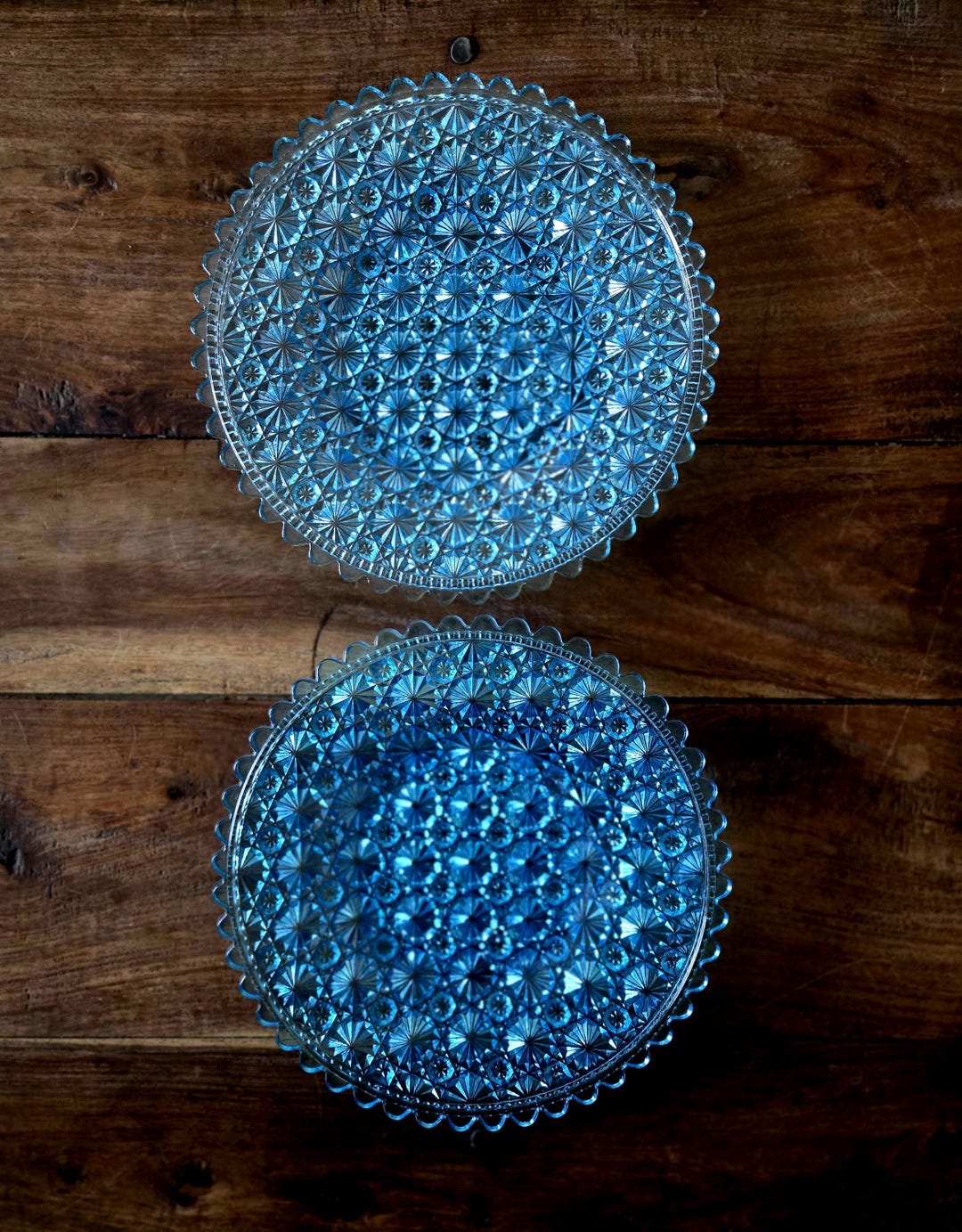 Daisy and Button Pressed Glass Plates Blue Glass Plates Antique Daisy ...