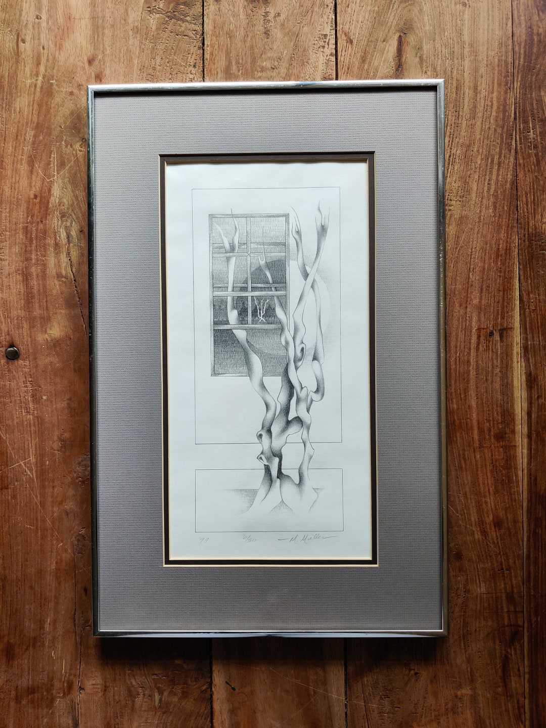 Mid Century Surrealist Serigraph by M Miller Original Art Mid Century ...