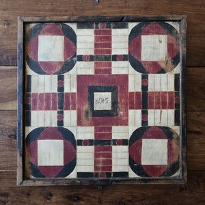 Antique Parcheesi Game Board Handmade Folk Art Game Board Primitive ...