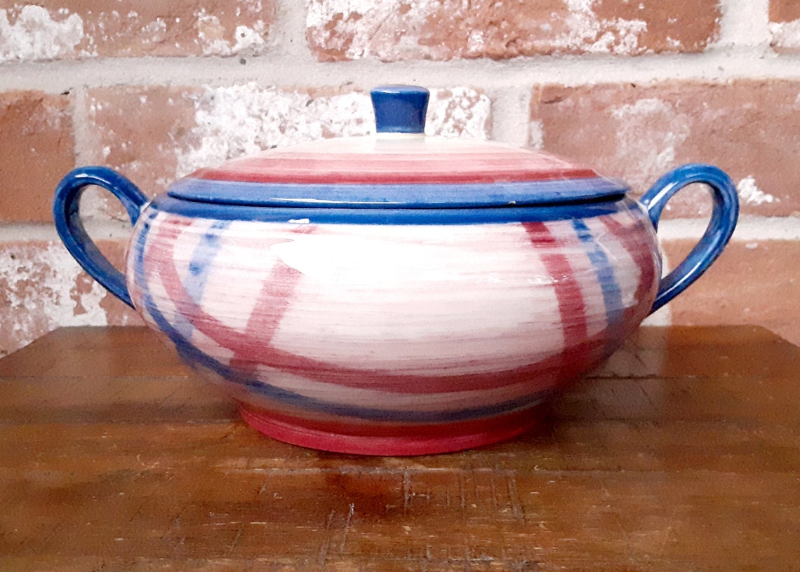 Vernon Kilns Calico Plaid Ceramic Lided Vessel Vernonware | Etsy