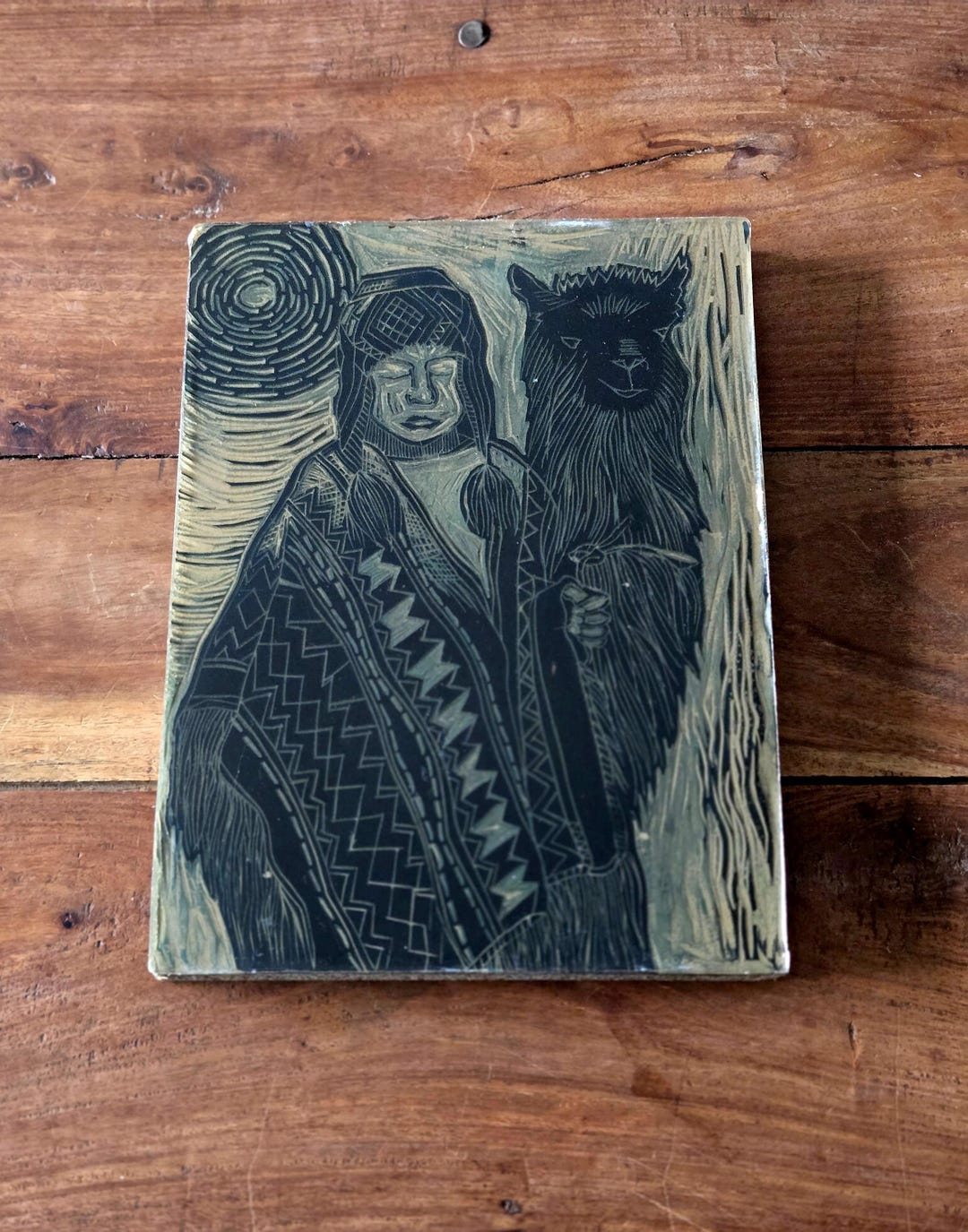 Vintage Wood Engraving Mapuche Art Argentina Machi Art Chile Folk Art ...