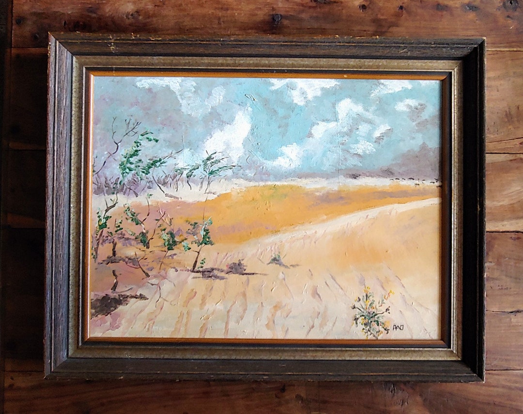 Mid Century Oil on Board Painting by Rao, Original Art, Mid Century Art ...