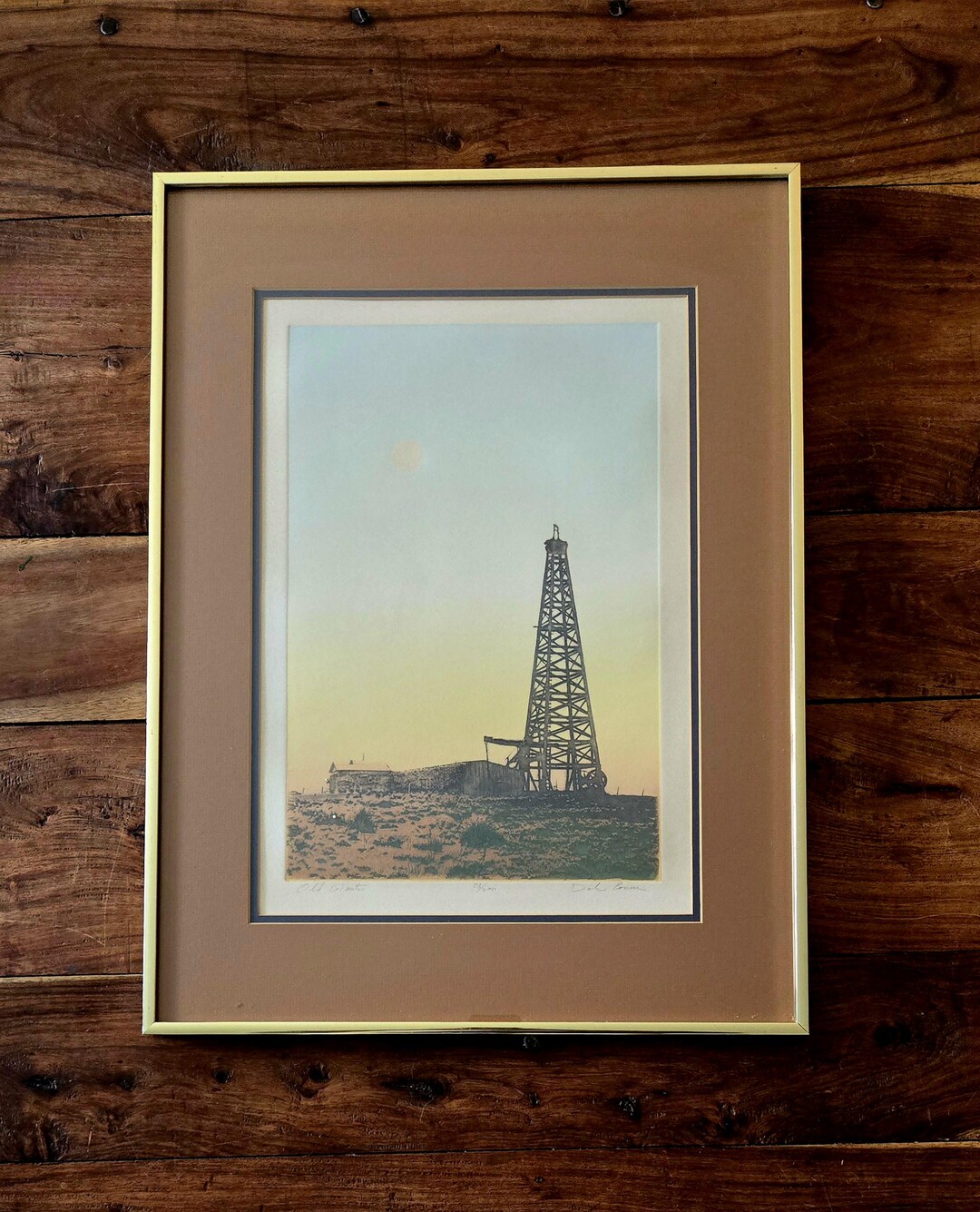 Dale Conner Color Etching Original Art Oil Rig Art Vintage Texas Art ...
