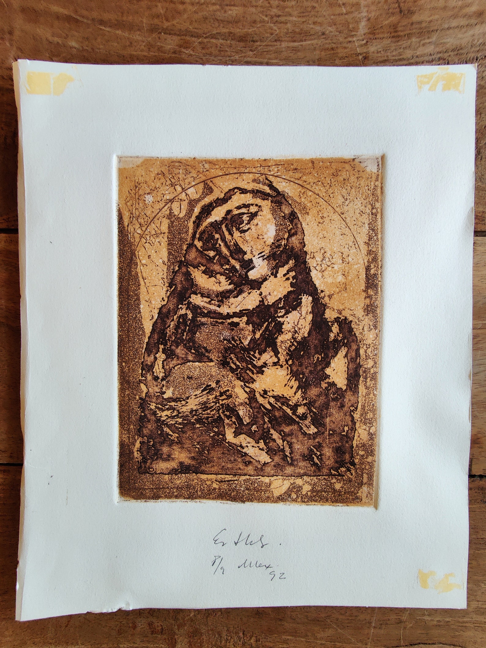 Greek Icon Mary and Jesus Etching Original Art Greek Art | Etsy