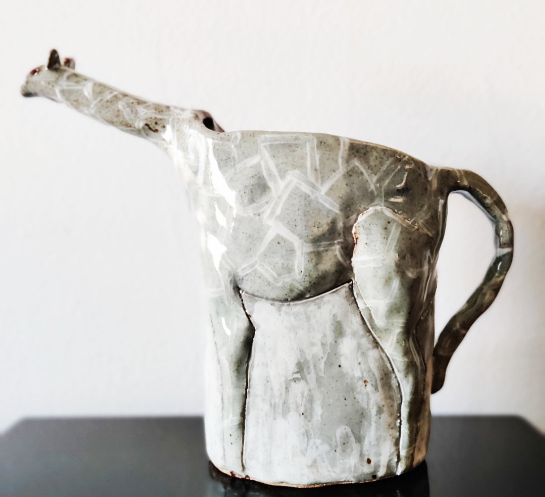 Studio Art Pottery Giraffe Water Pitcher Original Art Wildlife Pottery ...
