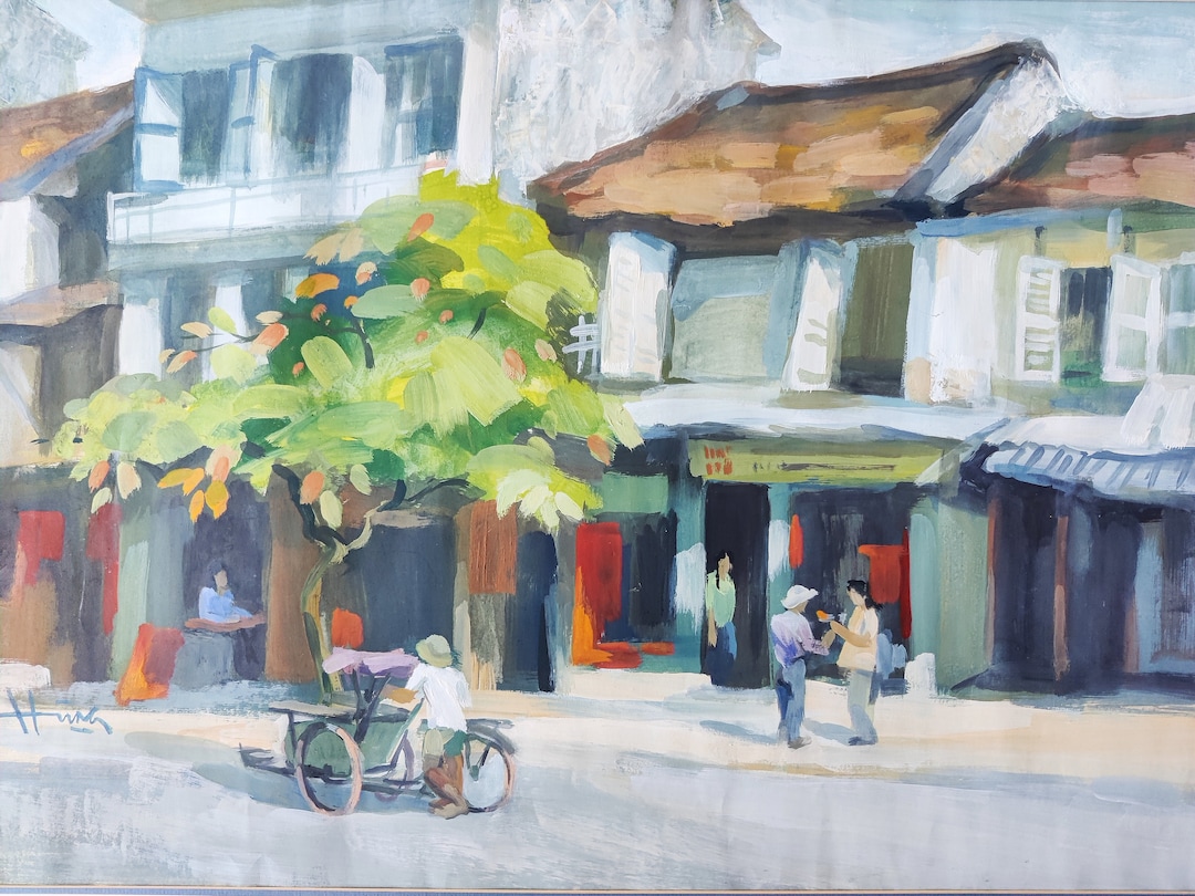 Mid Century Vietnamese Oil Painting by Hung Original Art Vietnamese ...