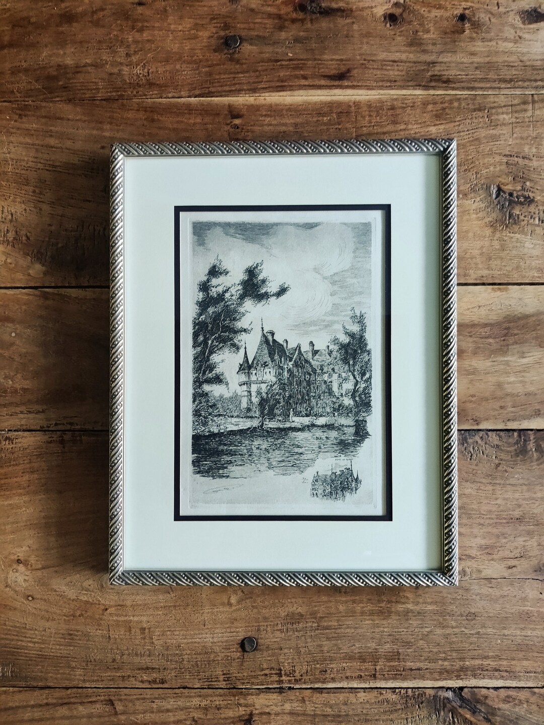 Vintage French Etching Azay Le Rideau Original Art French Art Vintage Etchings - Etsy