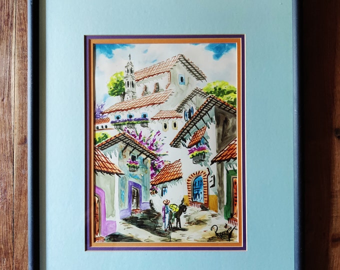 Mid Century Mexican Watercolor Painting by Romero Original Art Mexican ...