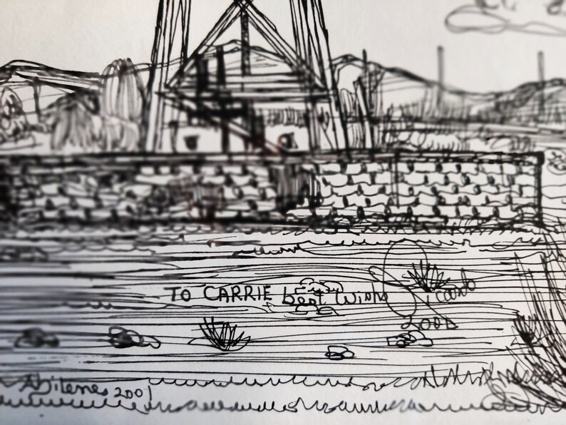 Ricardo Ross Ink Drawing Original Art Vintage Texas Paintings - Etsy