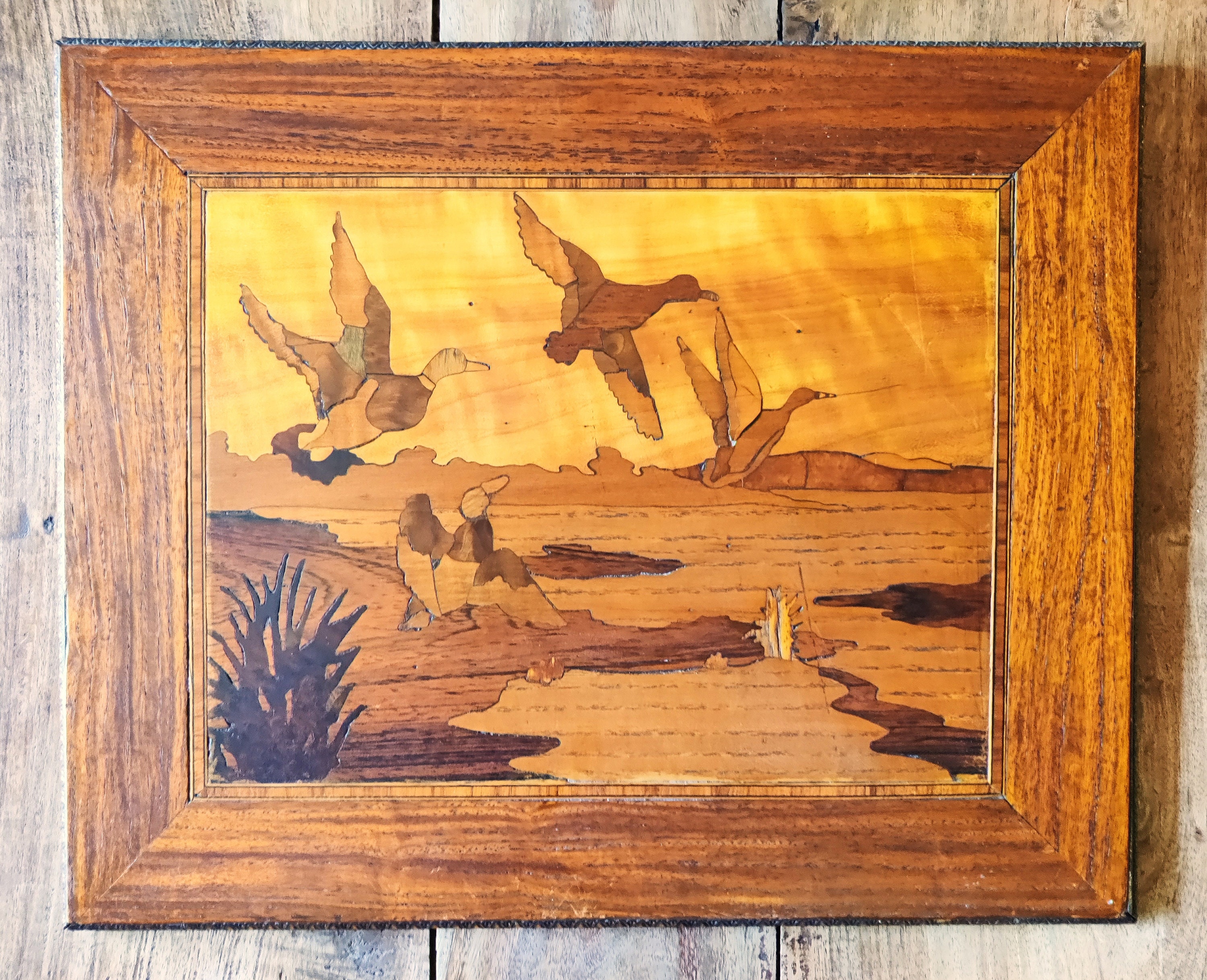 Antique Inlay Wood Art by WD Henke Original Art Inlay Wood Art - Etsy