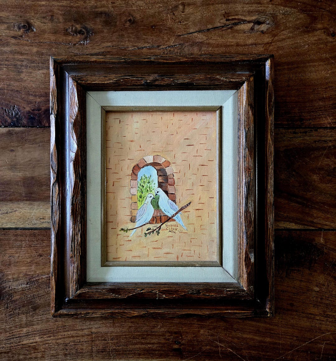 Vintage Oil Painting by Virginia Clark Original Art Dove Paintings Bird ...