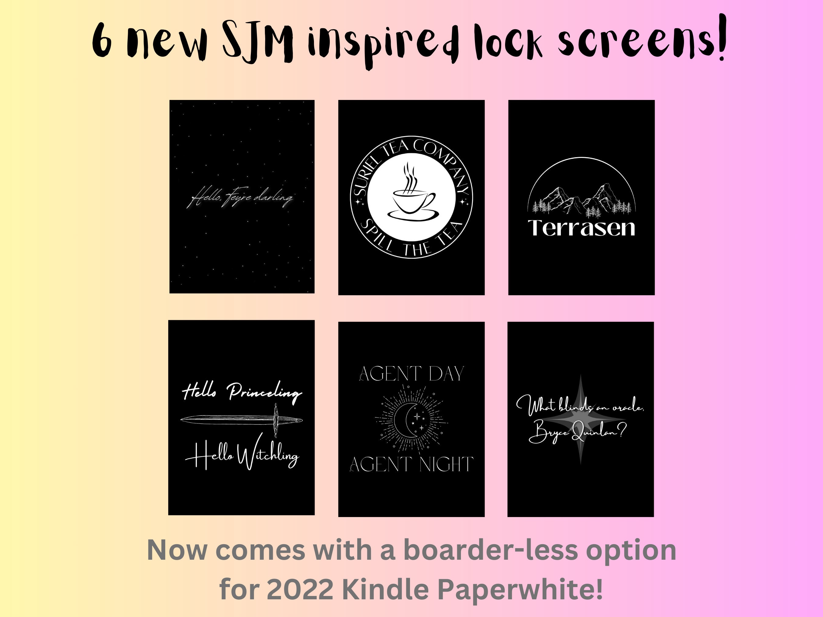 Ultimate SJM Bundle Kindle Lock Screens (full Screen) - ACOTAR, Throne ...