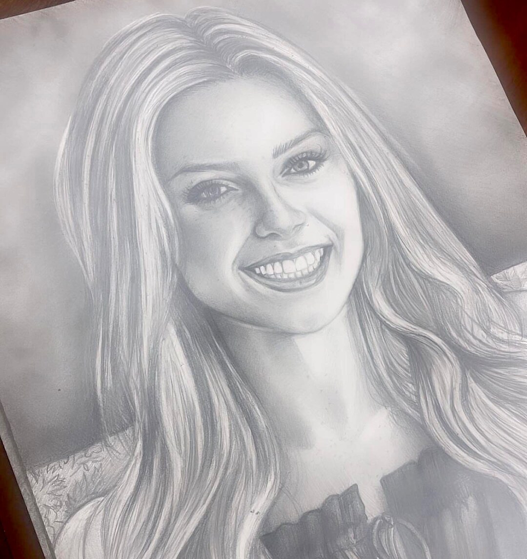 Hand Drawn Pencil Portrait, Graphite Pencil Portrait, 100% Handmade ...