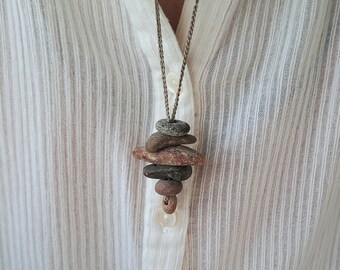 Simple Unisex Sea Pebble Necklace Natural Beach Pebble Pendant Stone ...