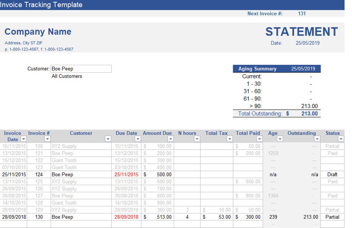 Excel Spreadsheet Invoice Tracker Invoice Finance Sales - Etsy