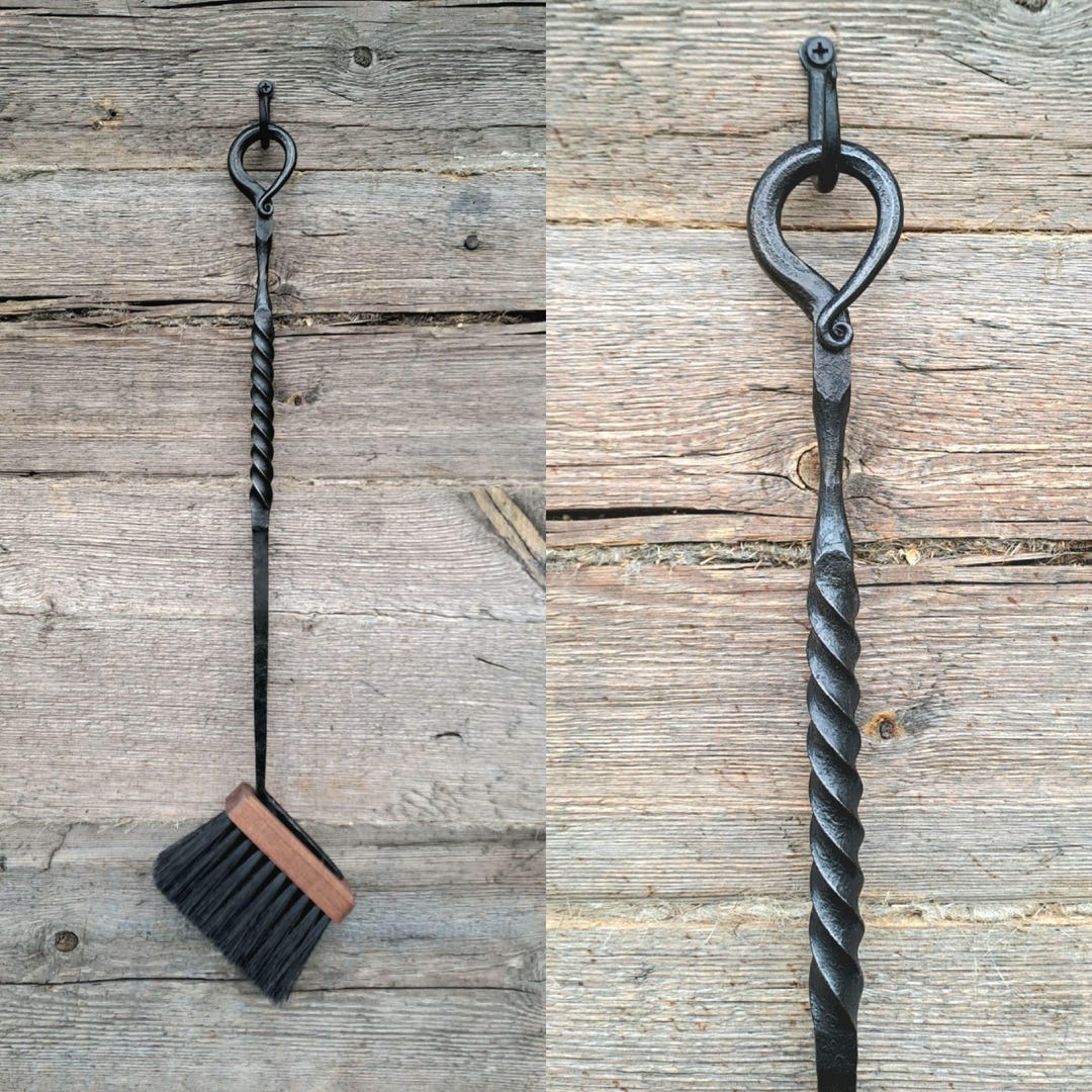 Hand Forged Ash Brush, Tool for Fireplace or Wood Stove, Wrought Iron ...