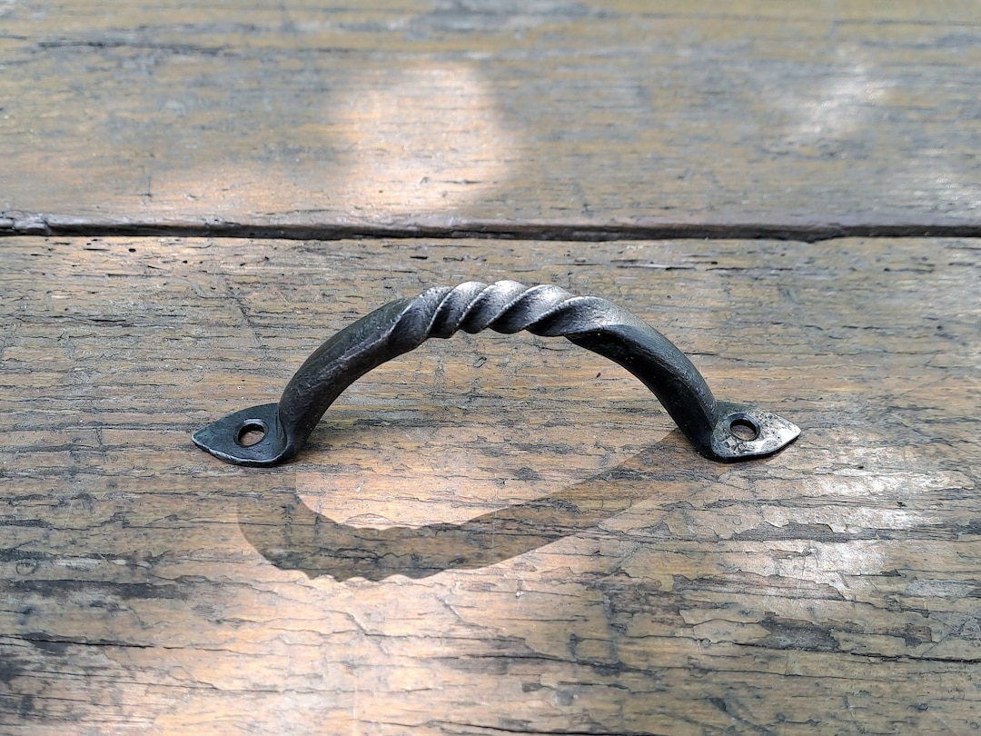 Hand Forged Iron Cabinet Handle Wrought Drawer Pull Rustic Farmhouse ...