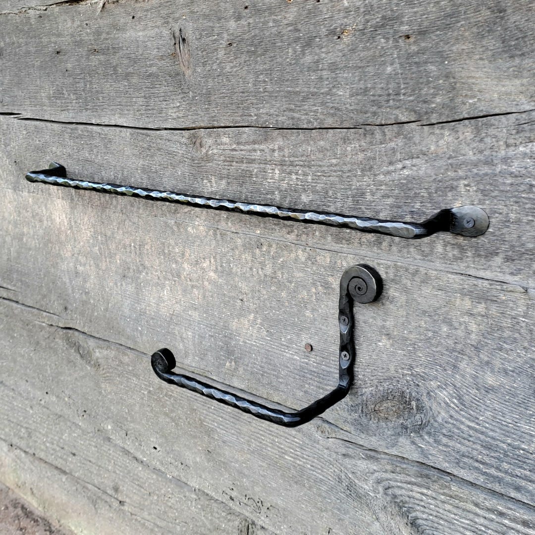 Two Piece Set | Hand Forged Iron Towel Rail + Toilet Paper Holder - Etsy