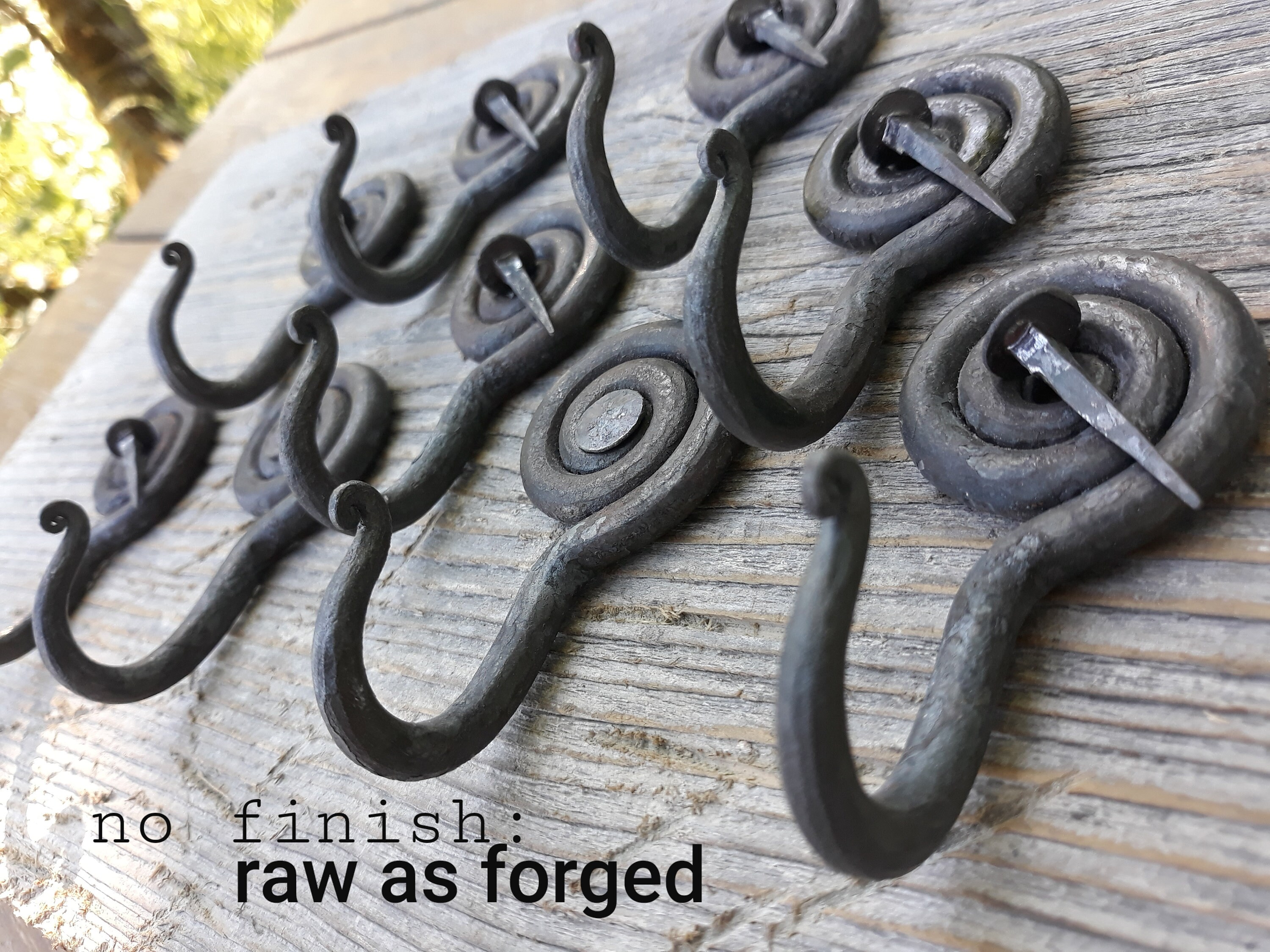 Hand Forged Iron Hook & Nail Wrought Iron Wall Hooks Rustic | Etsy