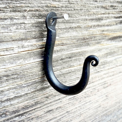 Hand Forged Iron Hook & Nail Wrought Iron Wall Hooks Rustic - Etsy