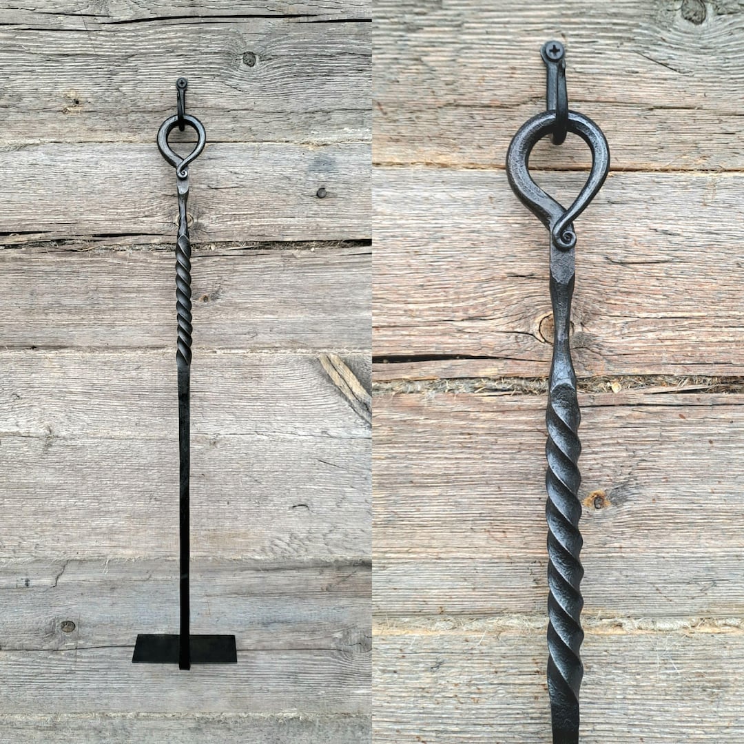 Hand Forged Ash Rake, Tool for Fireplace or Wood Stove, Wrought Iron ...