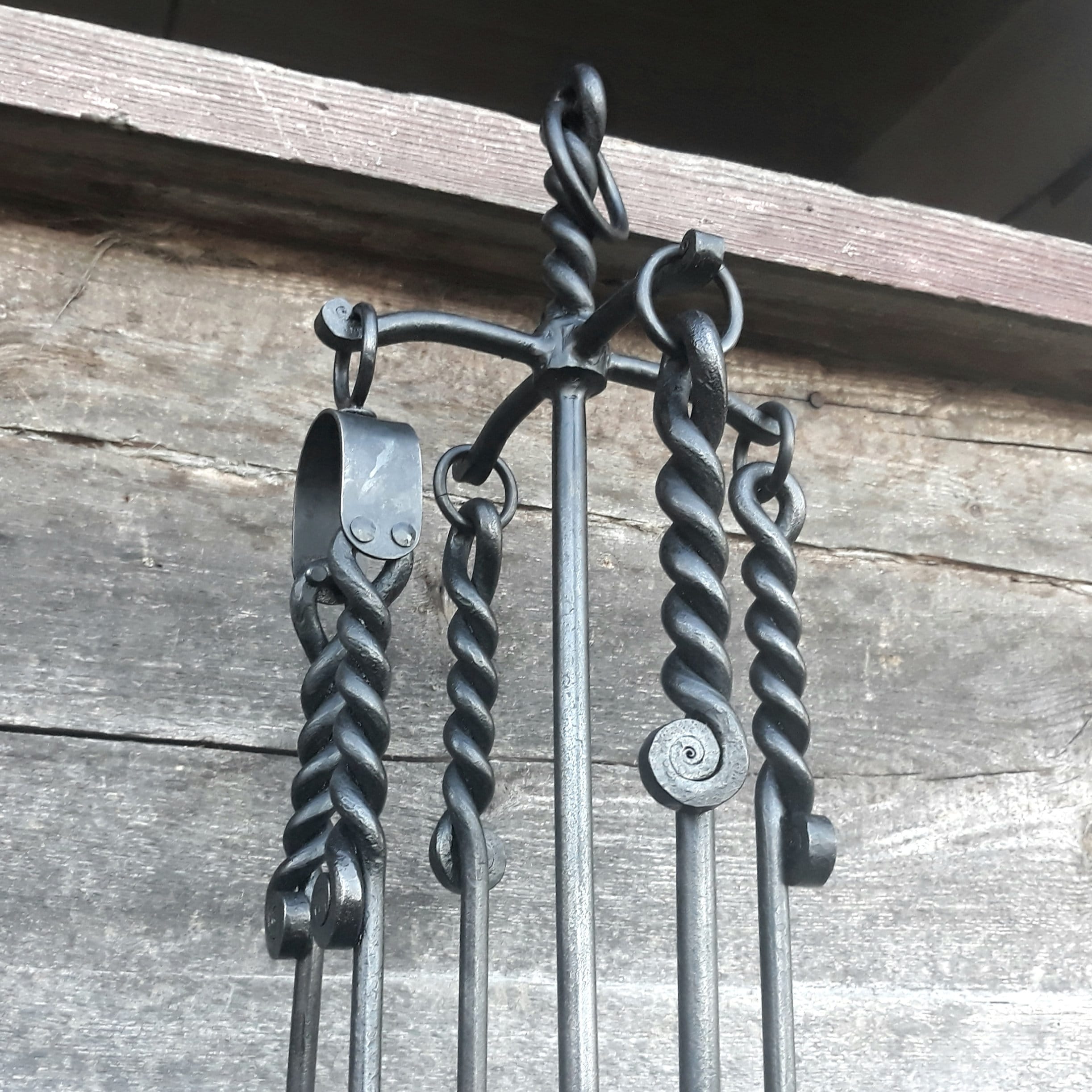 Set of Hand Forged Fireplace Tools & Stand Shovel Poker | Etsy