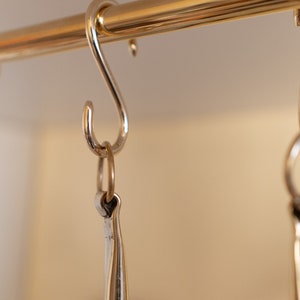 Hanging Pot Rack, Brass Hanging Bar, Brass S Hooks, Antique Brass Rod ...