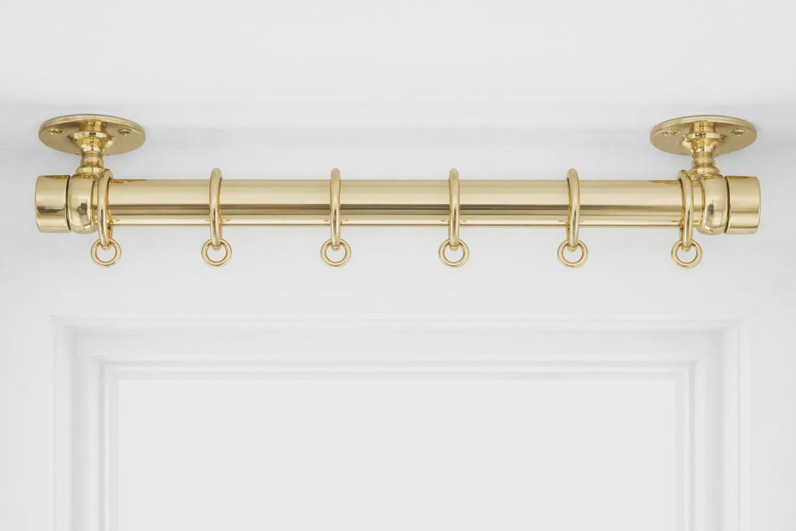 Brass French Return Curtain Rod, Ceiling or Wall Mount With Rings ...