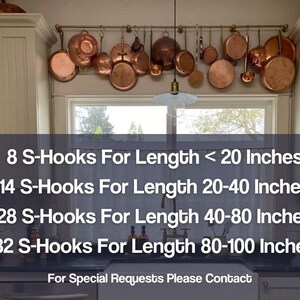 Hanging Pot Rack, Brass Hanging Bar, Brass S Hooks, Antique Brass Rod ...