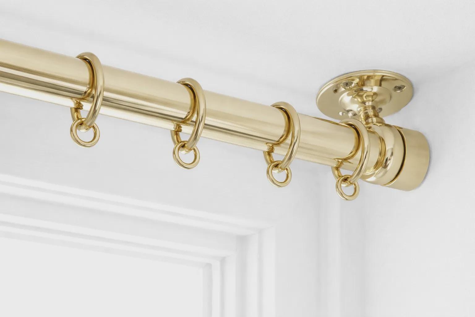 Brass French Return Curtain Rod, Ceiling or Wall Mount With Rings ...