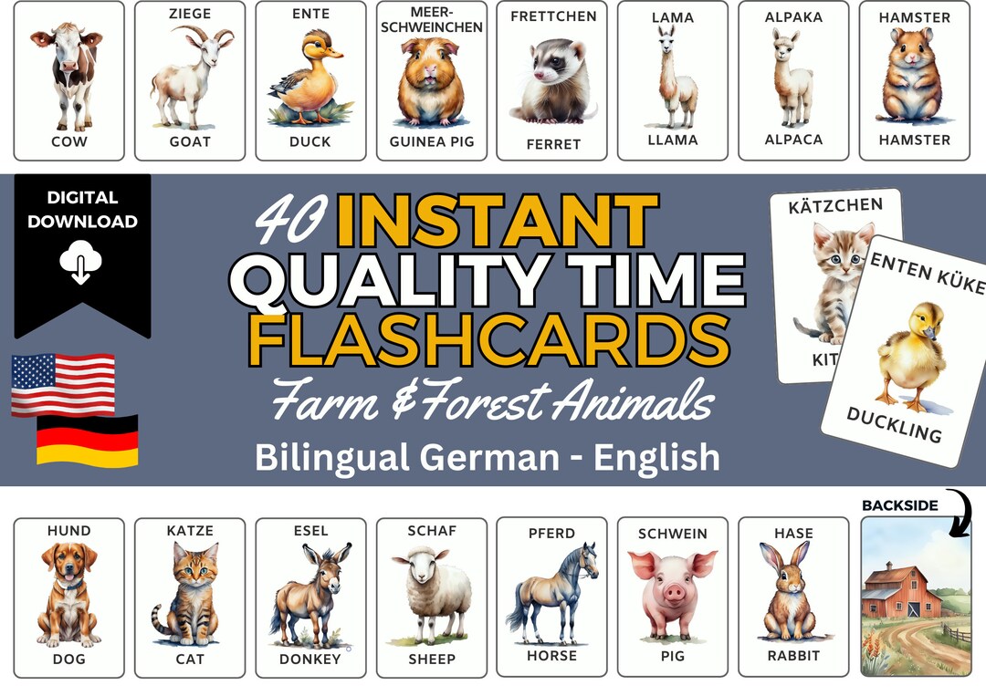 40 Farm & Forest Animals, Instant Download, Montessori Flashcards for ...