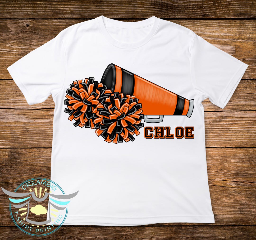 Cheer Shirt, Orange & Black, Personalized, Cheerleading Shirt, Cheer ...