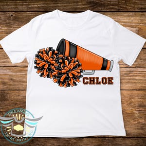 Cheer Shirt, Orange & Black, Personalized, Cheerleading Shirt, Cheer ...