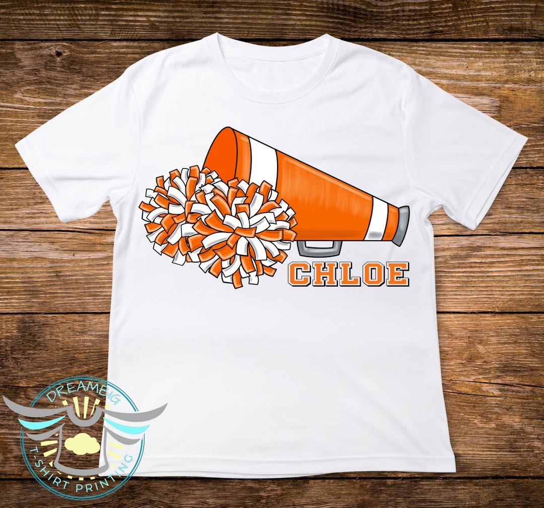 Cheer Shirt, Orange & White, Personalized, Cheerleading Shirt, Cheer ...
