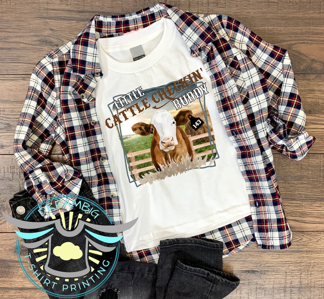 Little Cattle Checkin Buddy Shirt, Red Holstein, Cattle Farmer Shirt ...