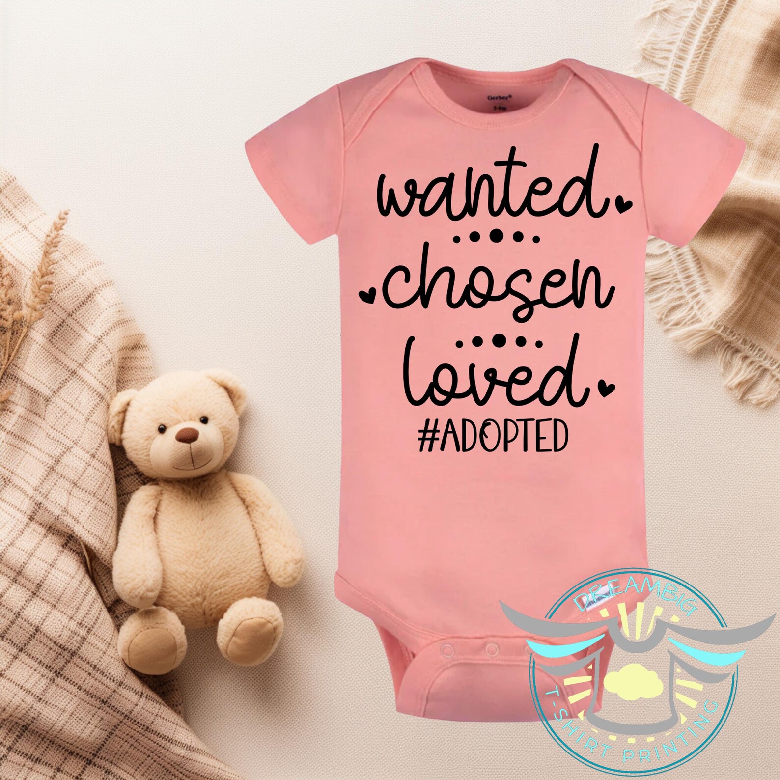 Wanted Chosen Loved #adoption Baby Announcement Bodysuit,, Adoption ...