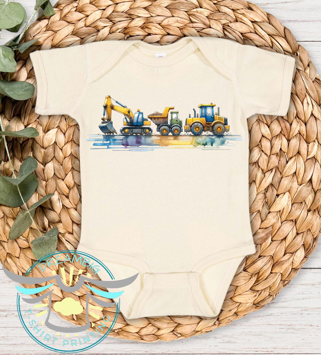Construction Trucks Baby Onesies® Excavator Baby Outfit, Construction ...