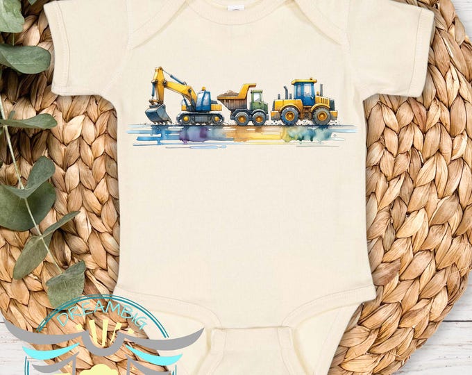 Construction Trucks Baby Onesies® Excavator Baby Outfit, Construction ...