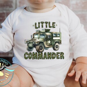 Military Kid Baby Onesie® Little Commander Baby Onesie® Combat Vehicle ...