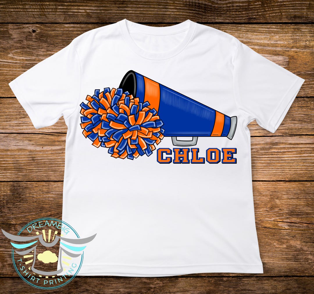 Cheer Shirt, Blue & Orange, Personalized, Cheerleading Shirt, Cheer ...
