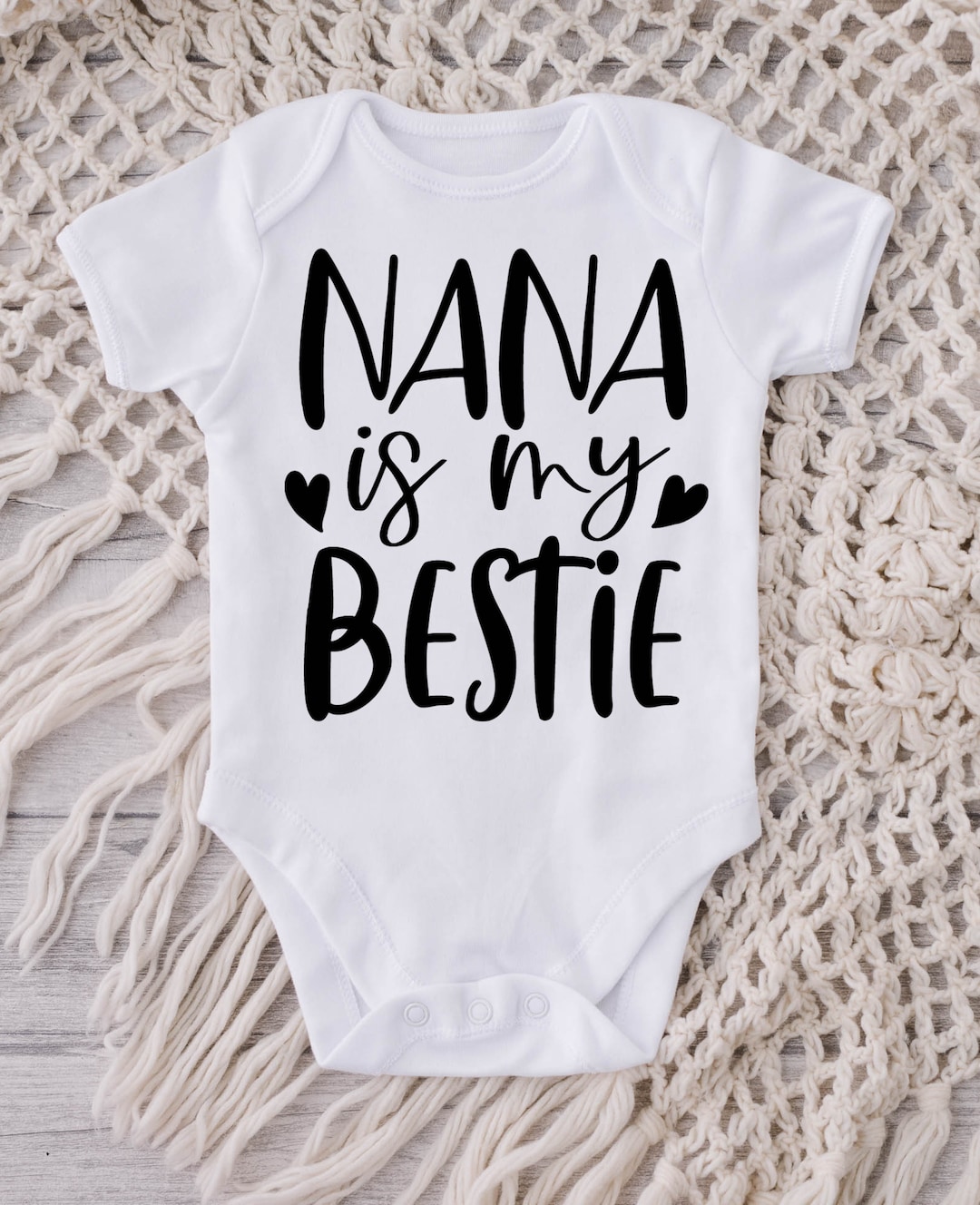 Nana is My Bestie Baby Onesie® Nana Baby Onesie® Announcement, Pregnancy Reveal, Cute Baby ...
