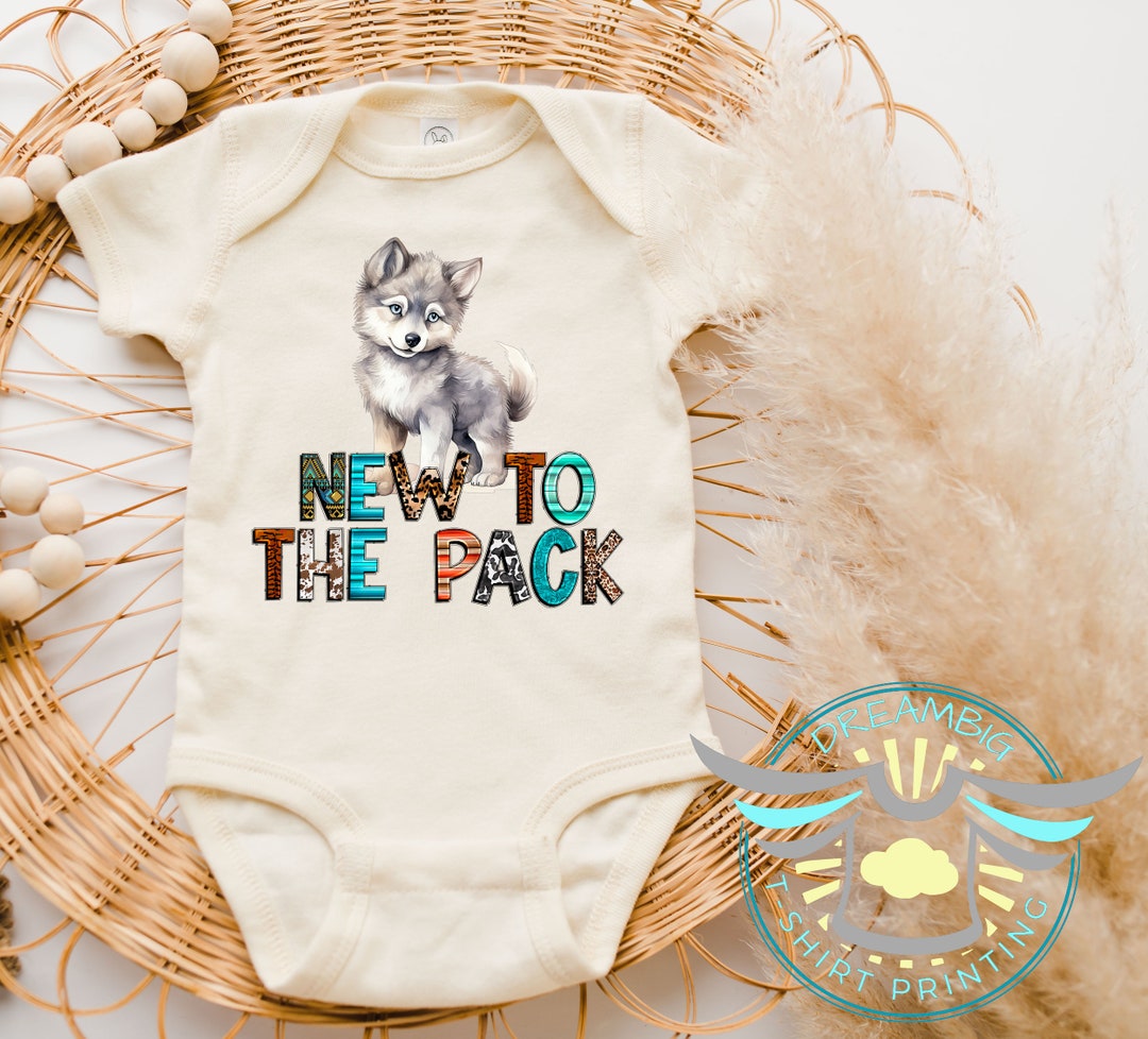 New to the Pack Baby Onesie® Wolf Pup, Birth Announcement, Gender ...