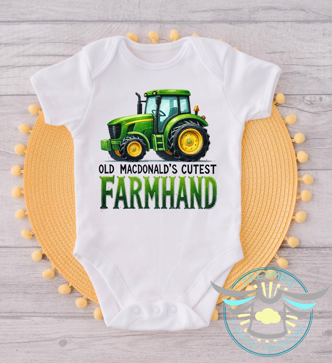 Tractor Baby Onesie: Old Macdonald's Farmhand Outfit - Etsy