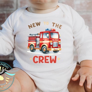 New to the Crew Fire Truck Baby Onesie® Future Fireman Baby Onesie ...