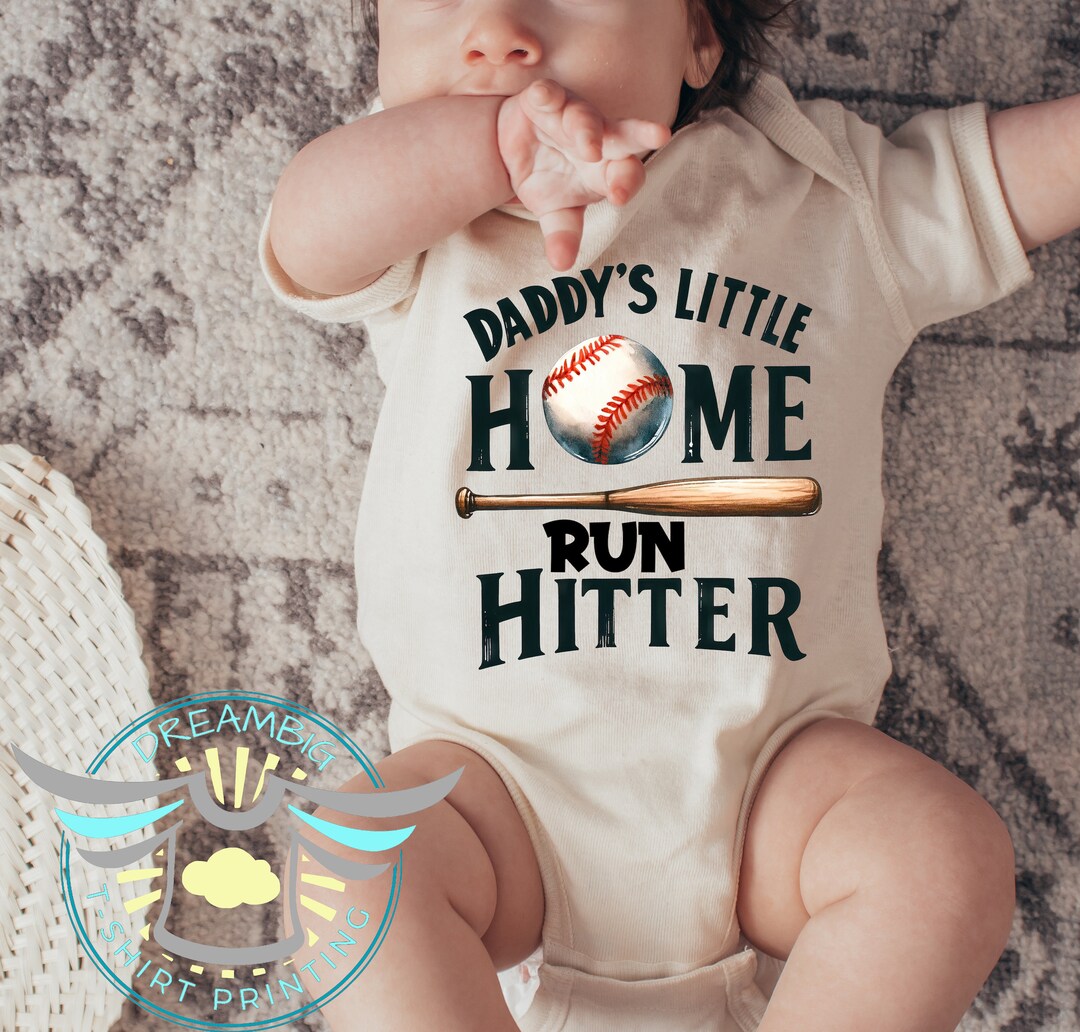 Daddy's Little Home Run Hitter Baseball Onesie® Baby Announcement, Baby ...